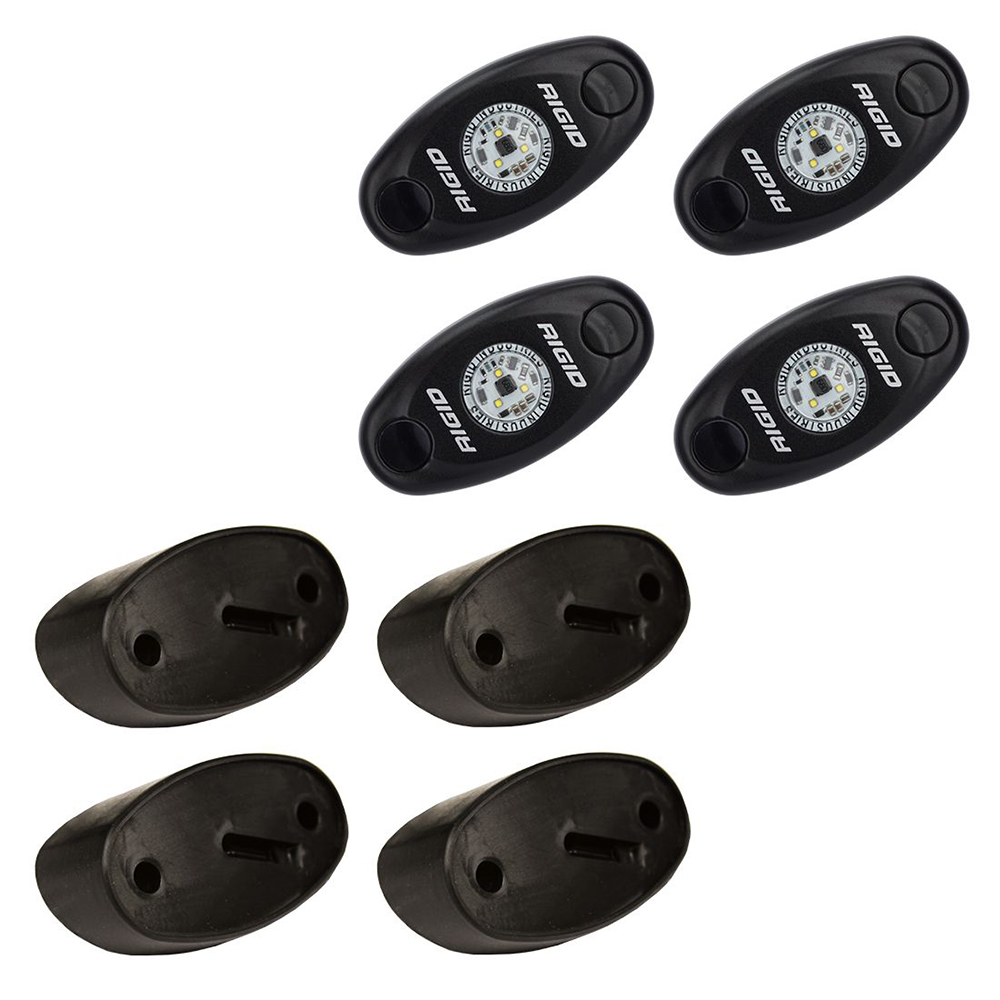 RIGID Industries A-Series Rock Light Kit - 4 Cool White Lights - Black ...